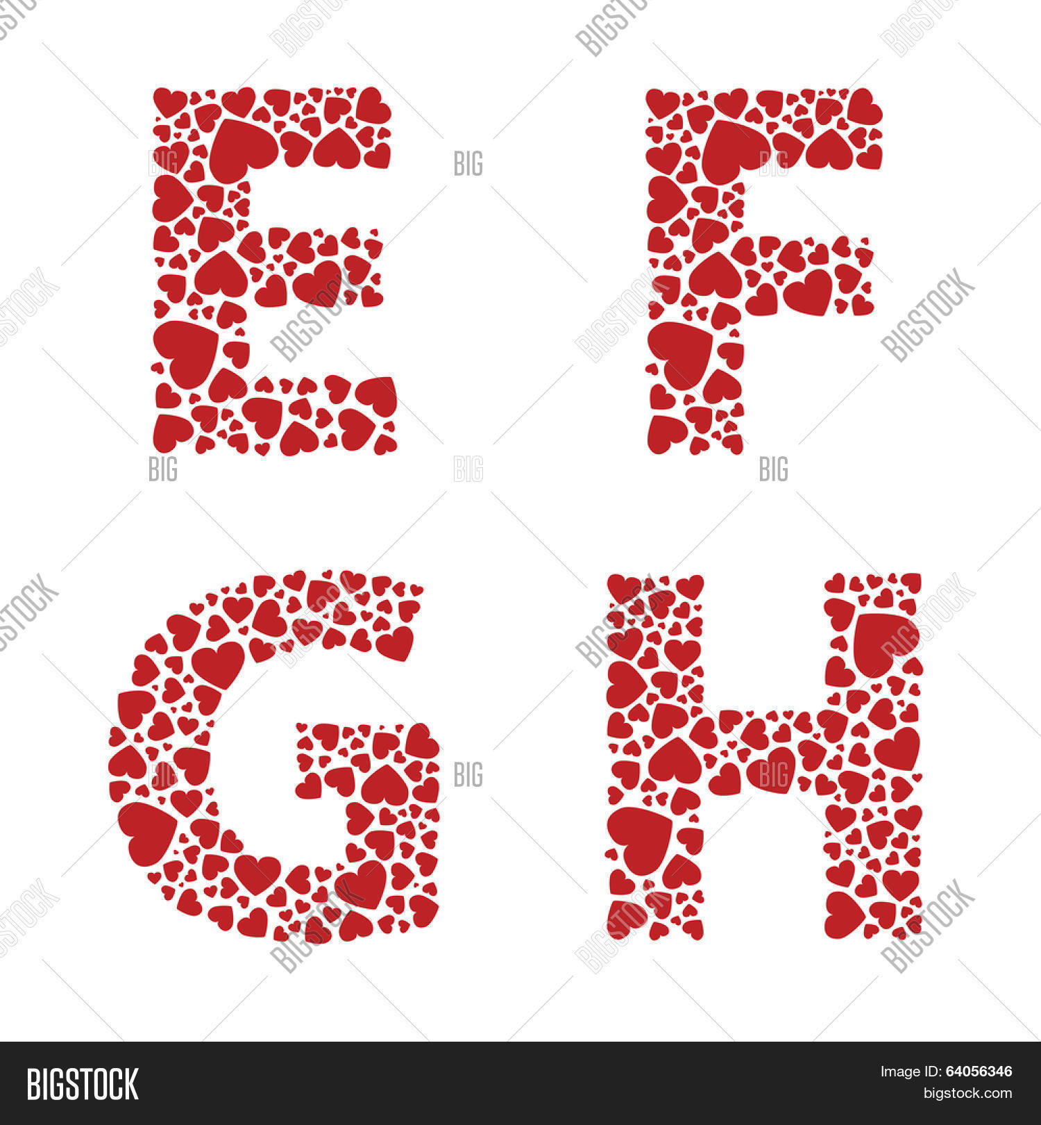 EFGH Heart Alphabet Vector & Photo (Free Trial) | Bigstock