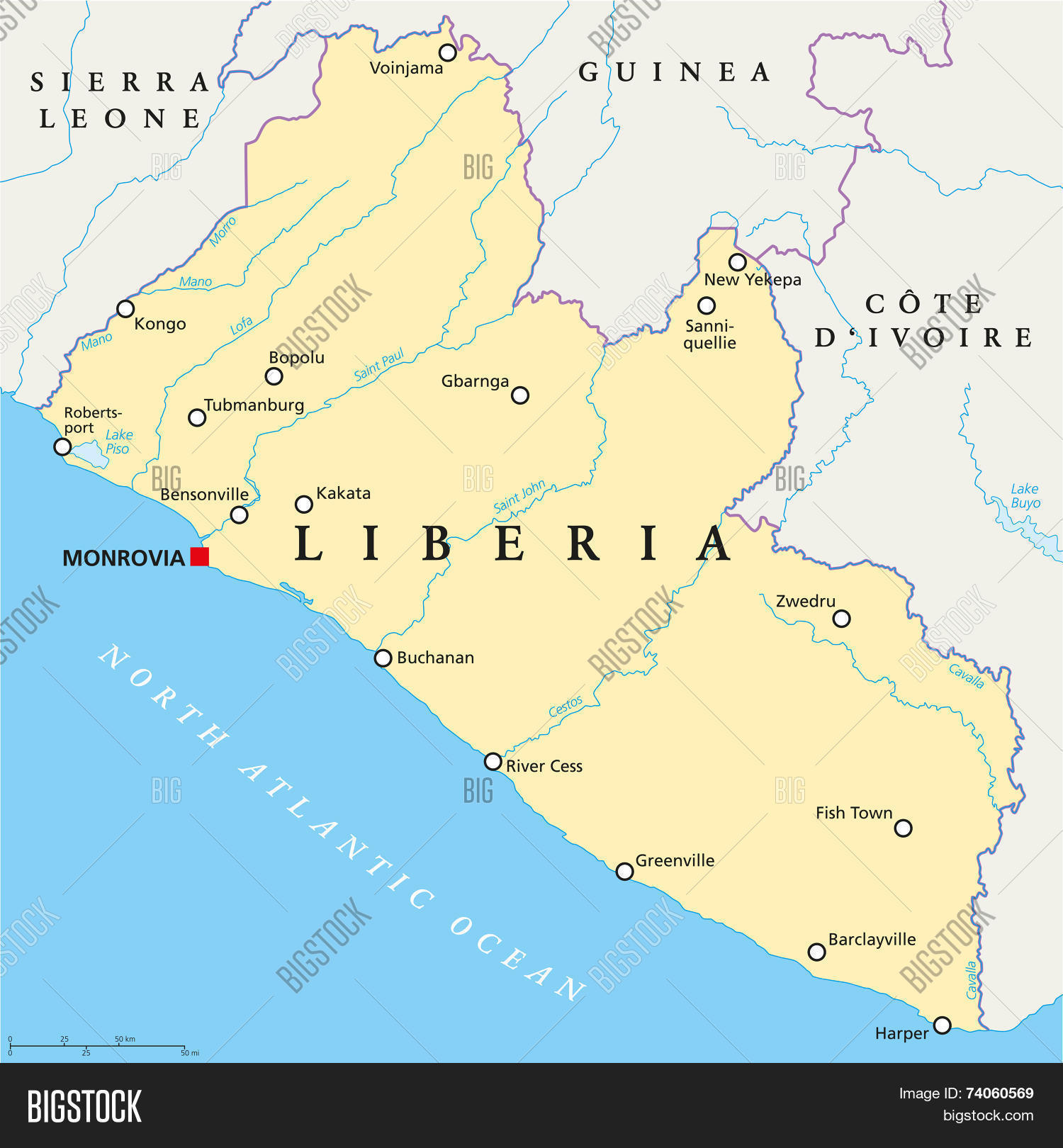 Liberia Political Map Vector & Photo (Free Trial) | Bigstock