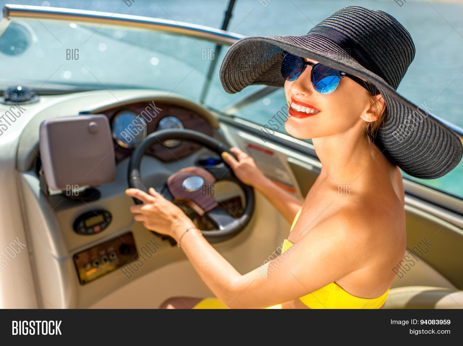 Woman Driving Yacht Image & Photo (Free Trial) | Bigstock