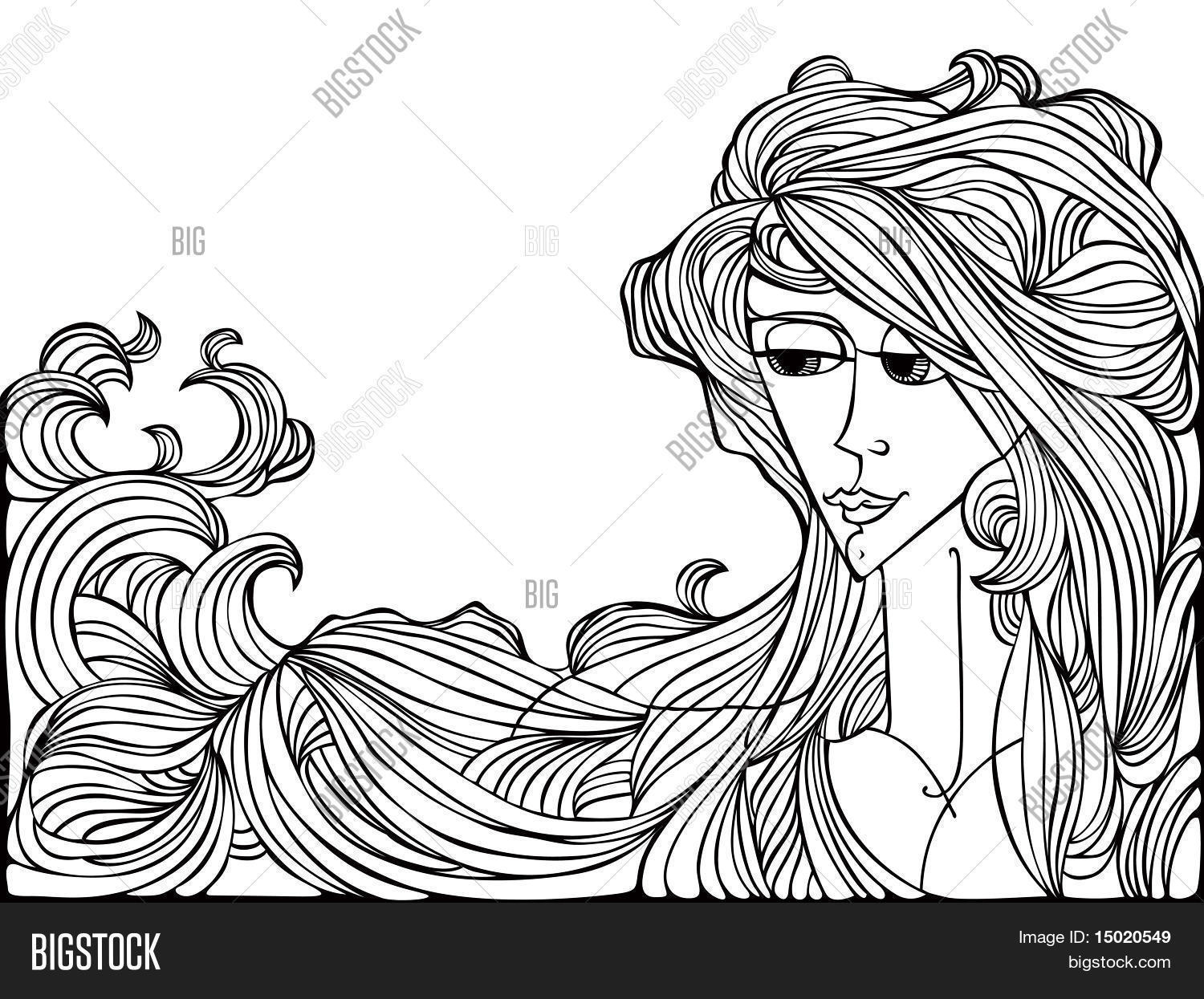 Girl. Contour Drawing Vector & Photo (Free Trial) | Bigstock