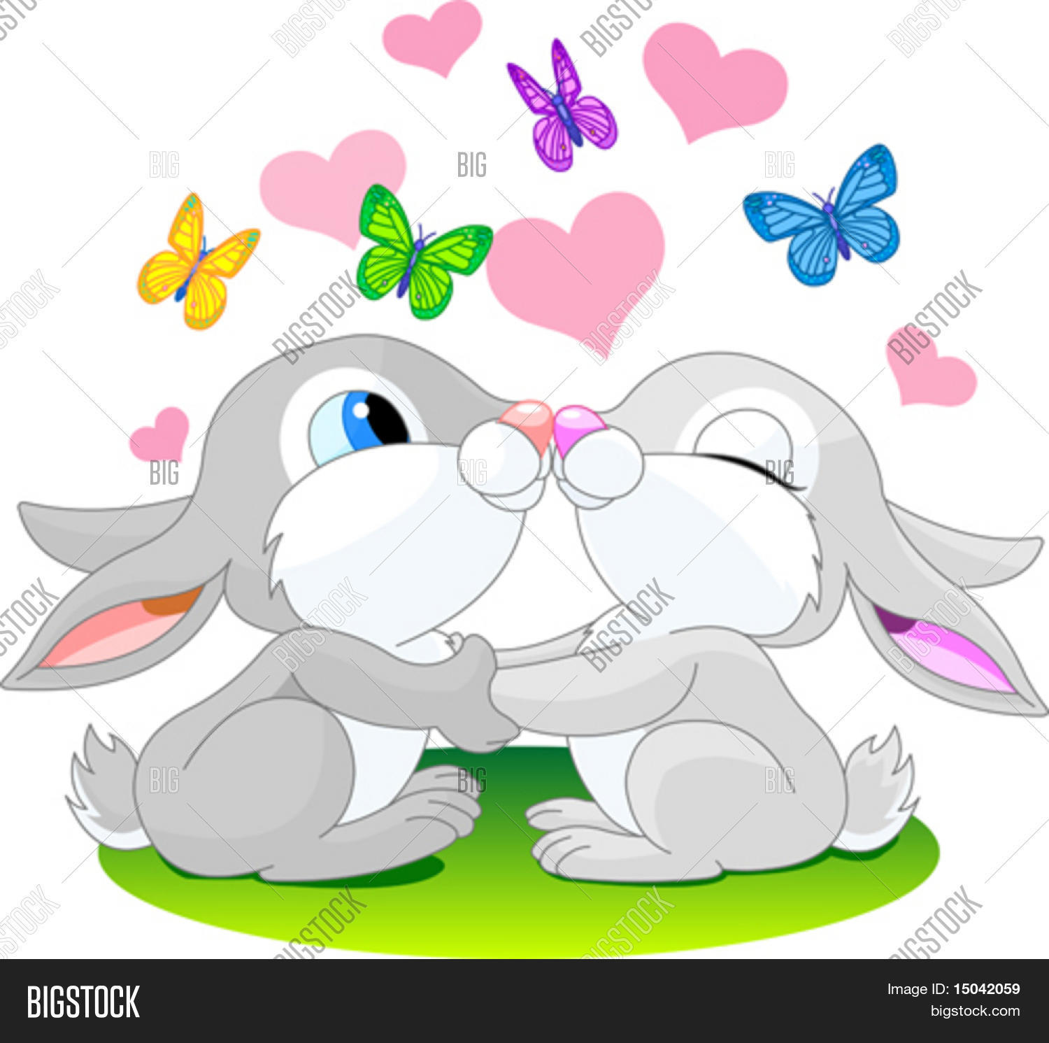Two Cute Rabbits Love Vector & Photo (Free Trial) | Bigstock