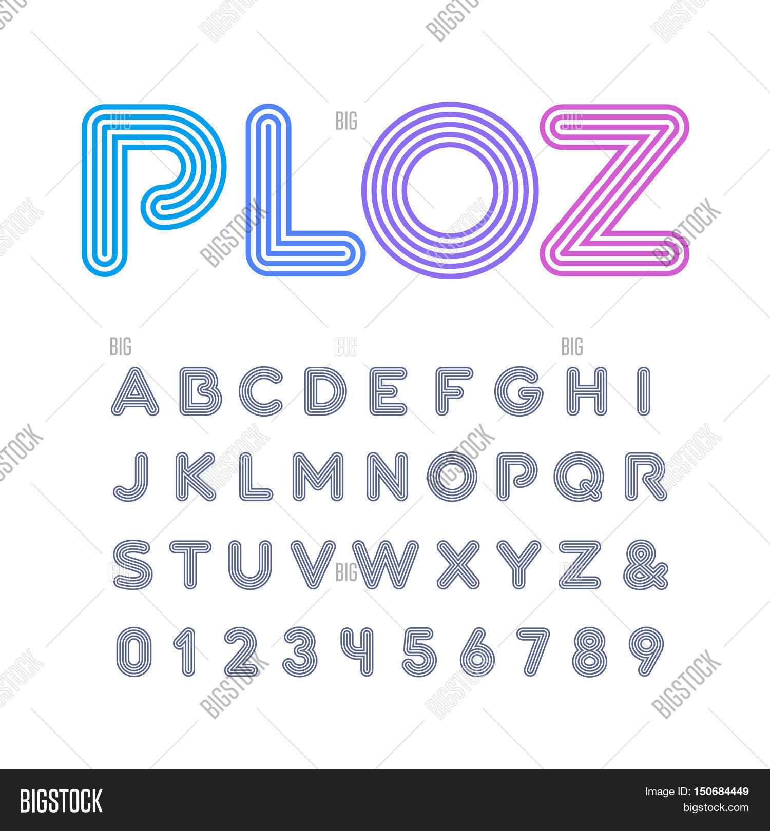 Linear Font. Vector Vector & Photo (Free Trial) | Bigstock