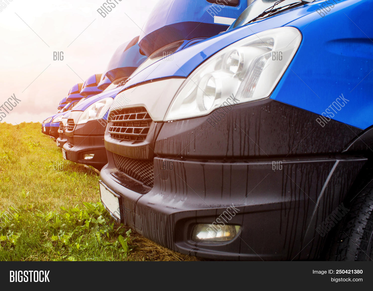 Blue Cargo Vans Stand Image & Photo (Free Trial) | Bigstock