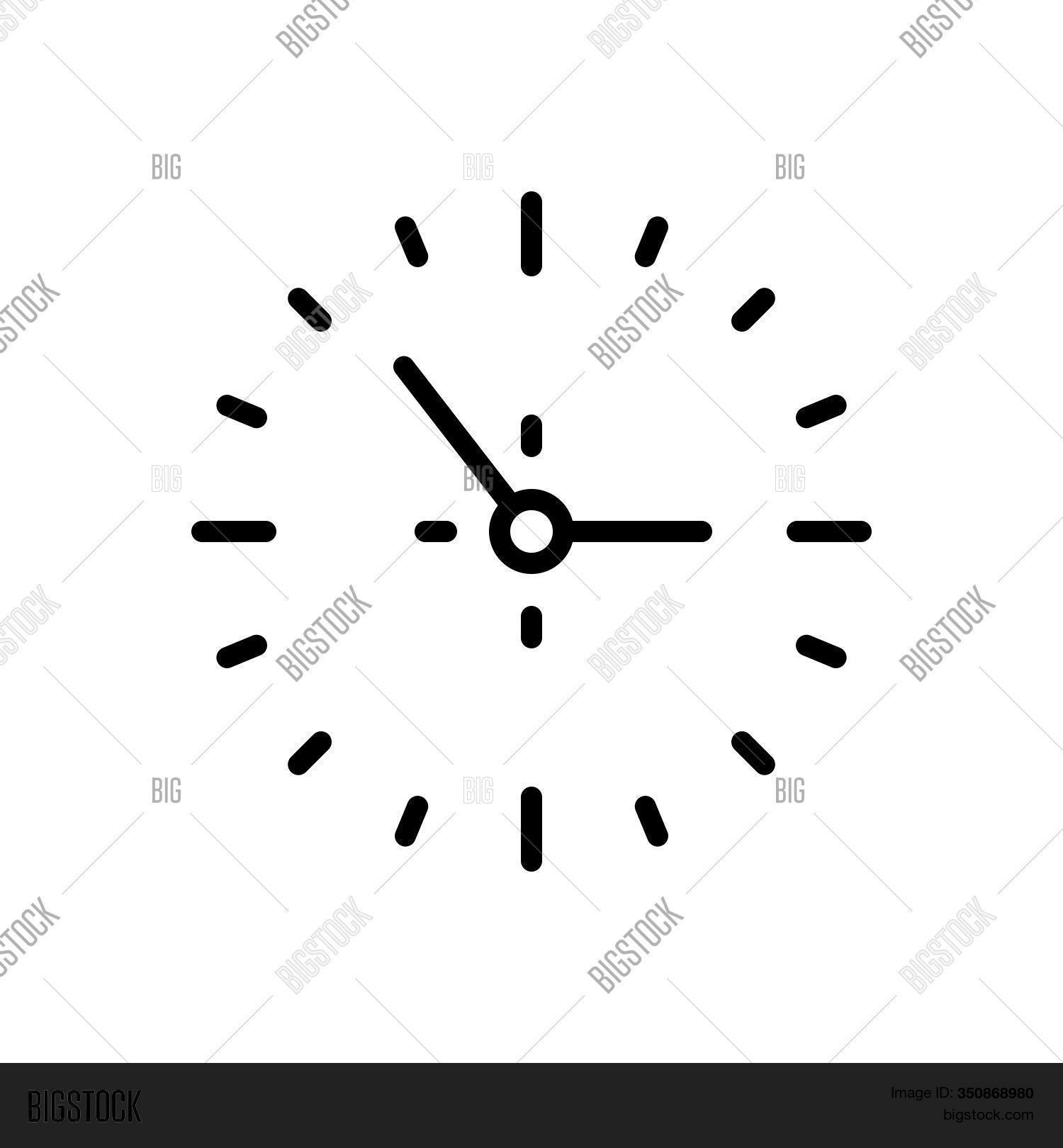 Black Line Icon Clock Vector & Photo (Free Trial) | Bigstock