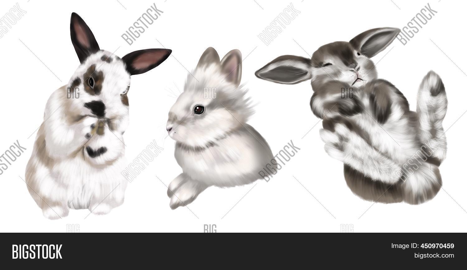 Set Realistic Bunnies Image & Photo (Free Trial) | Bigstock