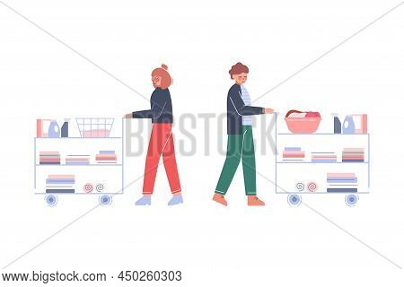 People Push Trolleys Vector & Photo (Free Trial) | Bigstock