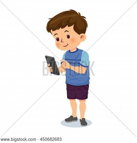 Cute Little Boy Using Vector & Photo (Free Trial) | Bigstock