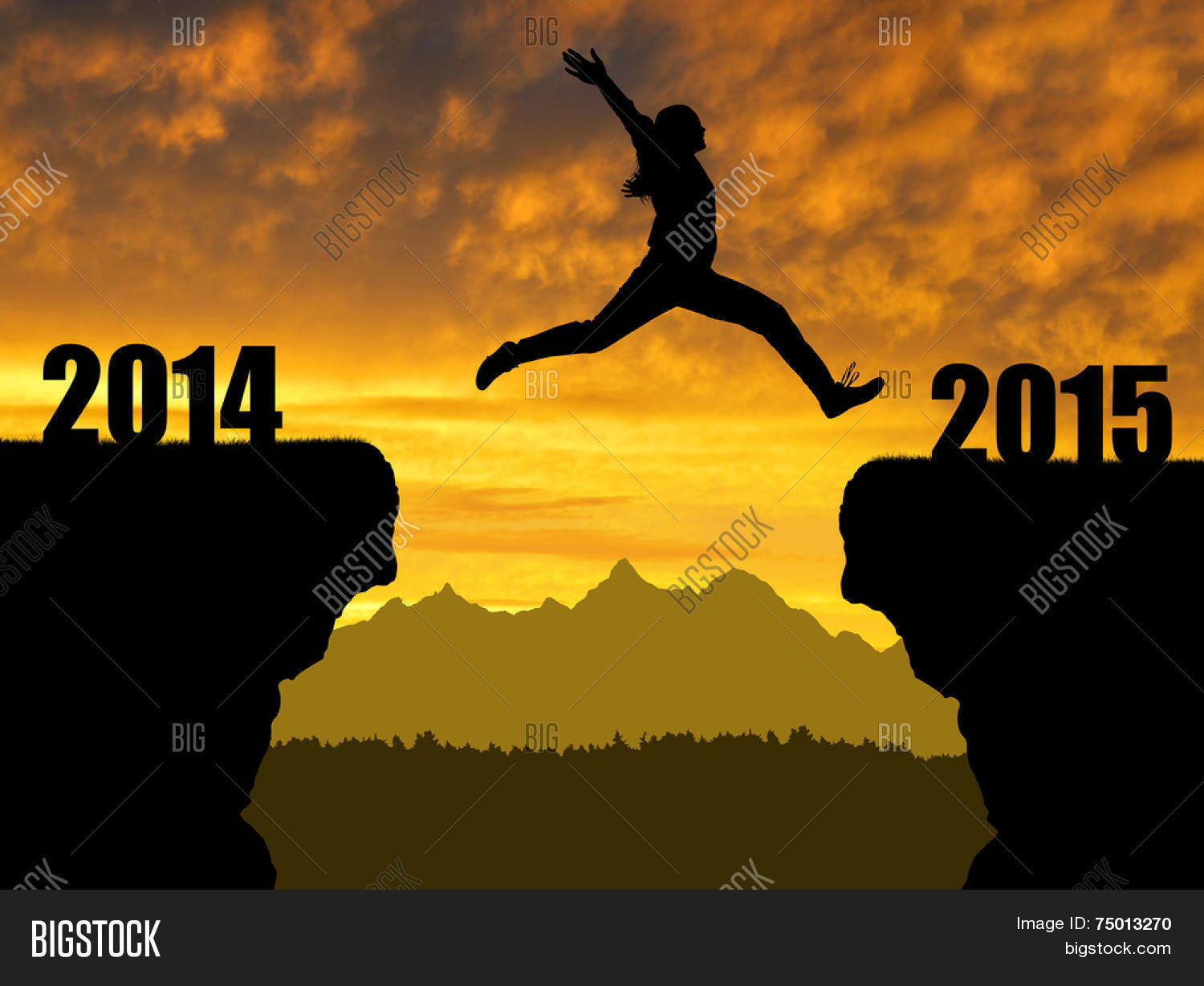 Girl Jumps New Year Image & Photo (Free Trial) | Bigstock
