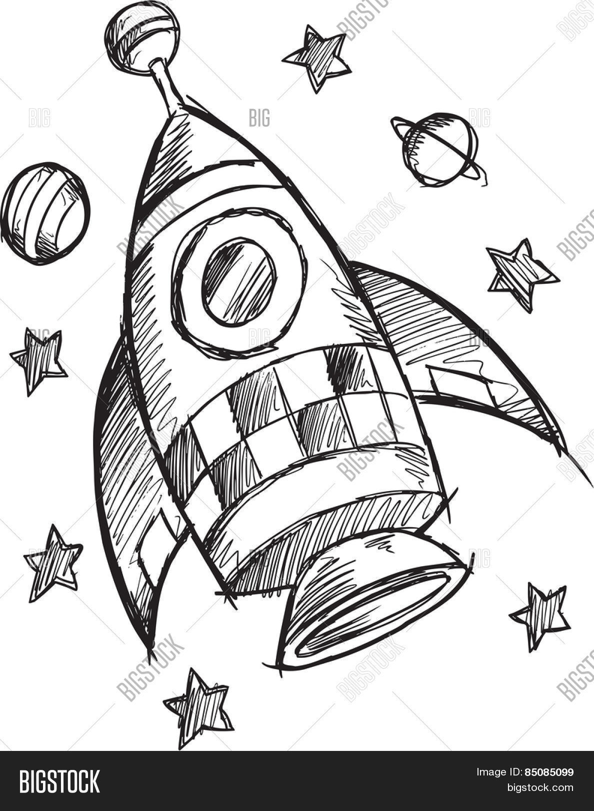 Doodle Sketch Rocket Vector & Photo (Free Trial) | Bigstock