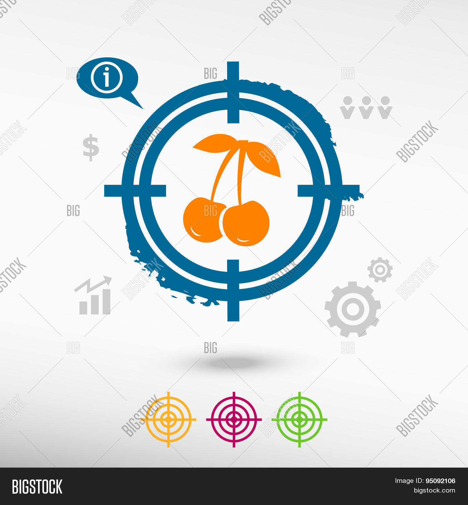 Cherry Icon On Target Vector & Photo (Free Trial) | Bigstock