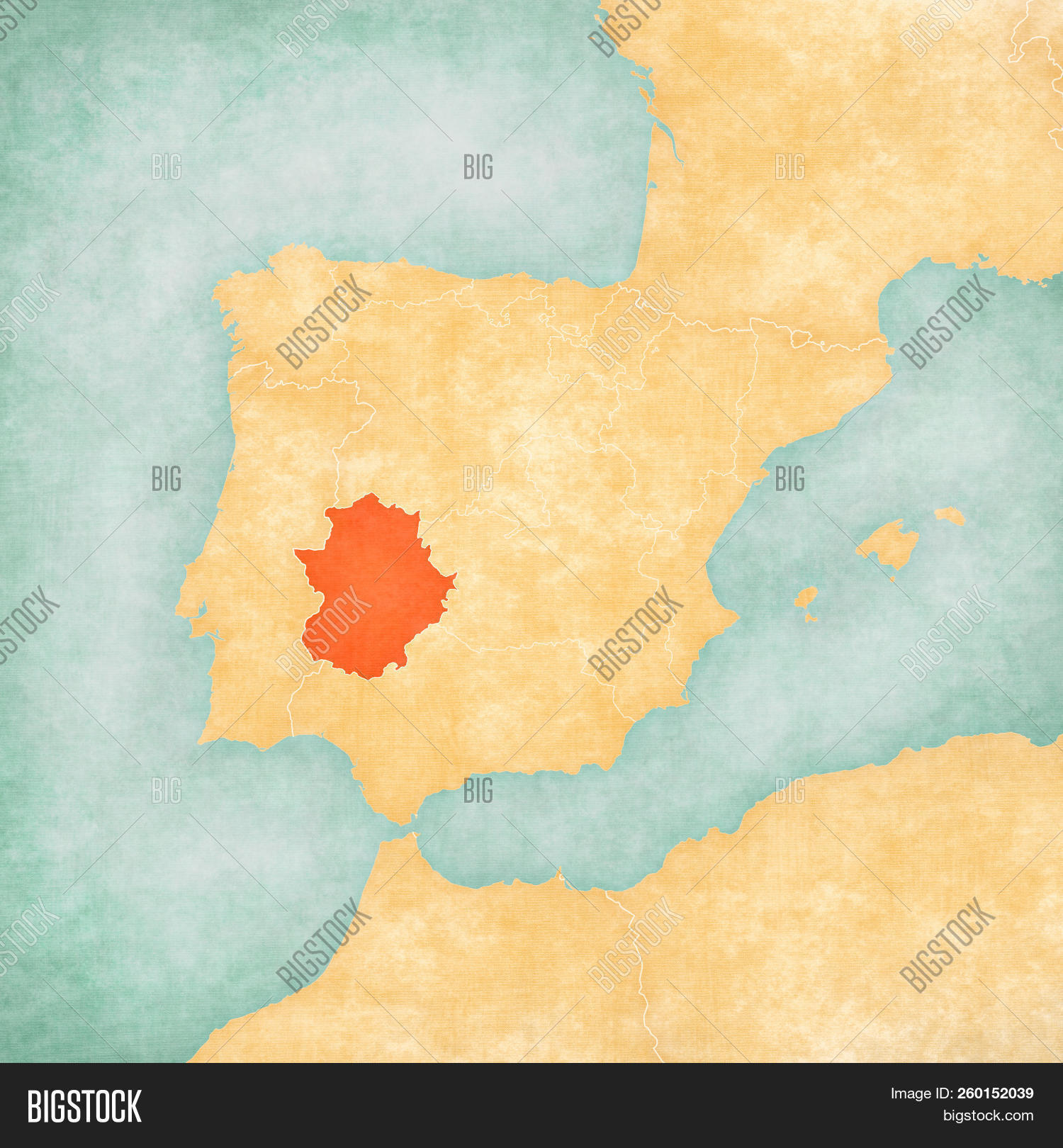 Extremadura On Map Image & Photo (Free Trial) | Bigstock