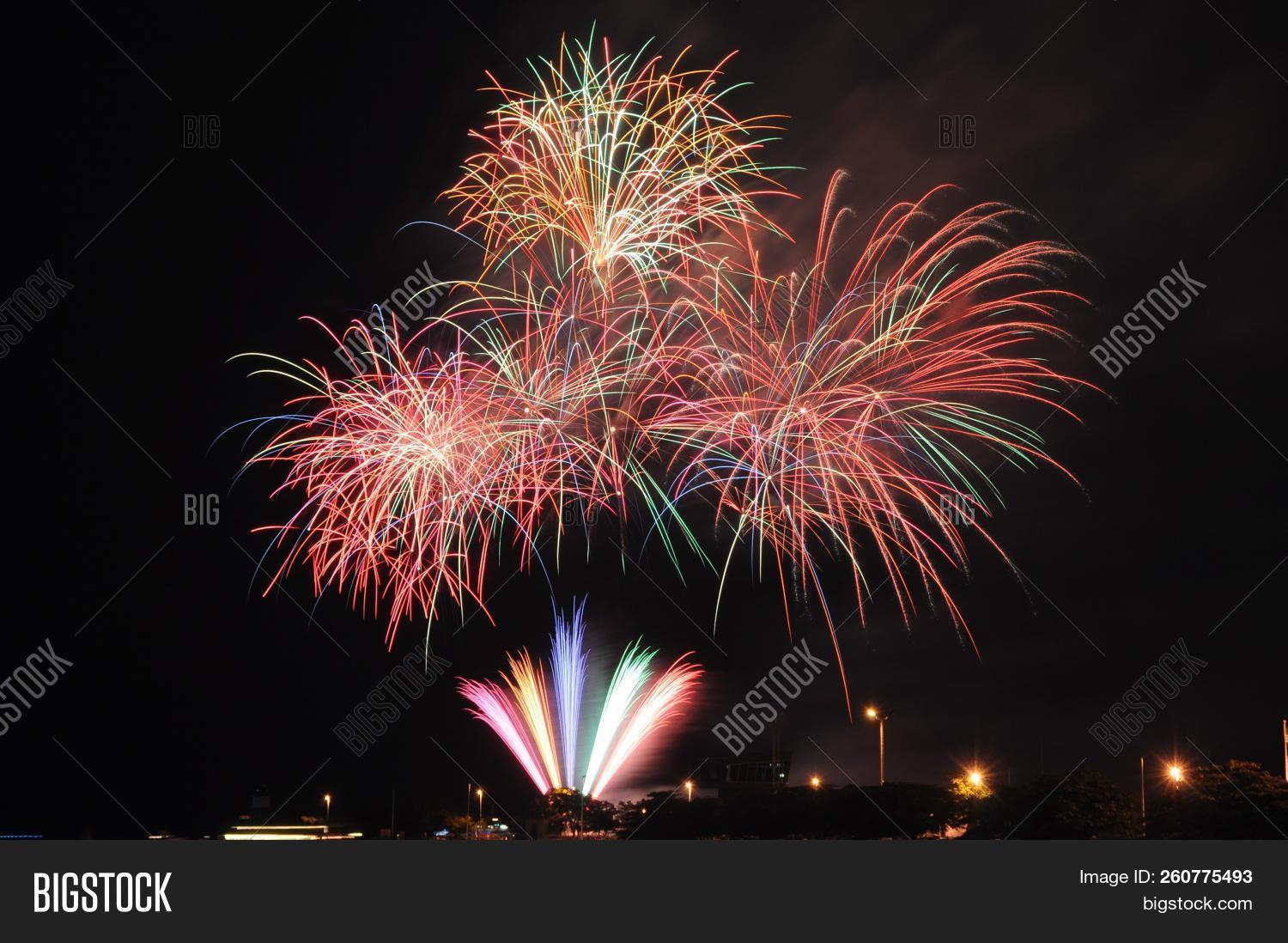 Fireworks On Lake Image & Photo (Free Trial) | Bigstock