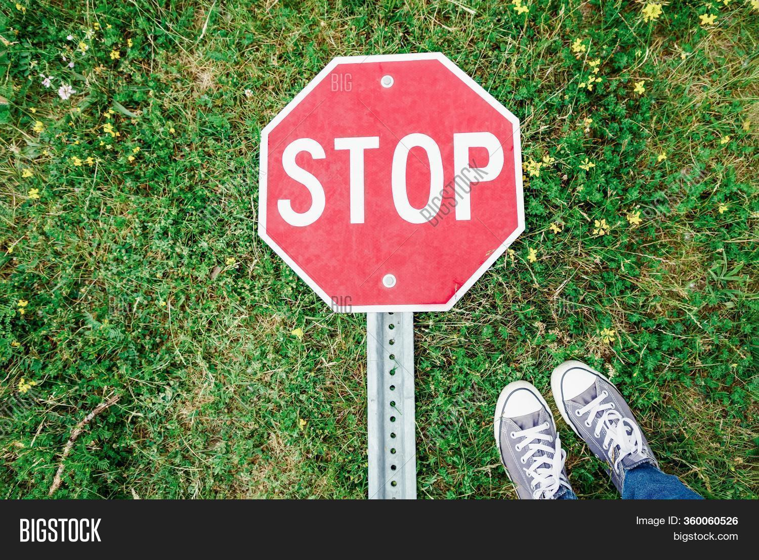 Feet Stop Sign On Image & Photo (Free Trial) | Bigstock