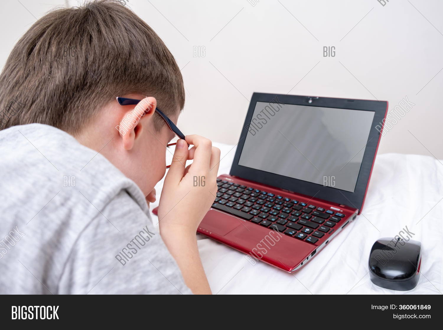 Boy Lying Bed Laptop, Image & Photo (Free Trial) | Bigstock