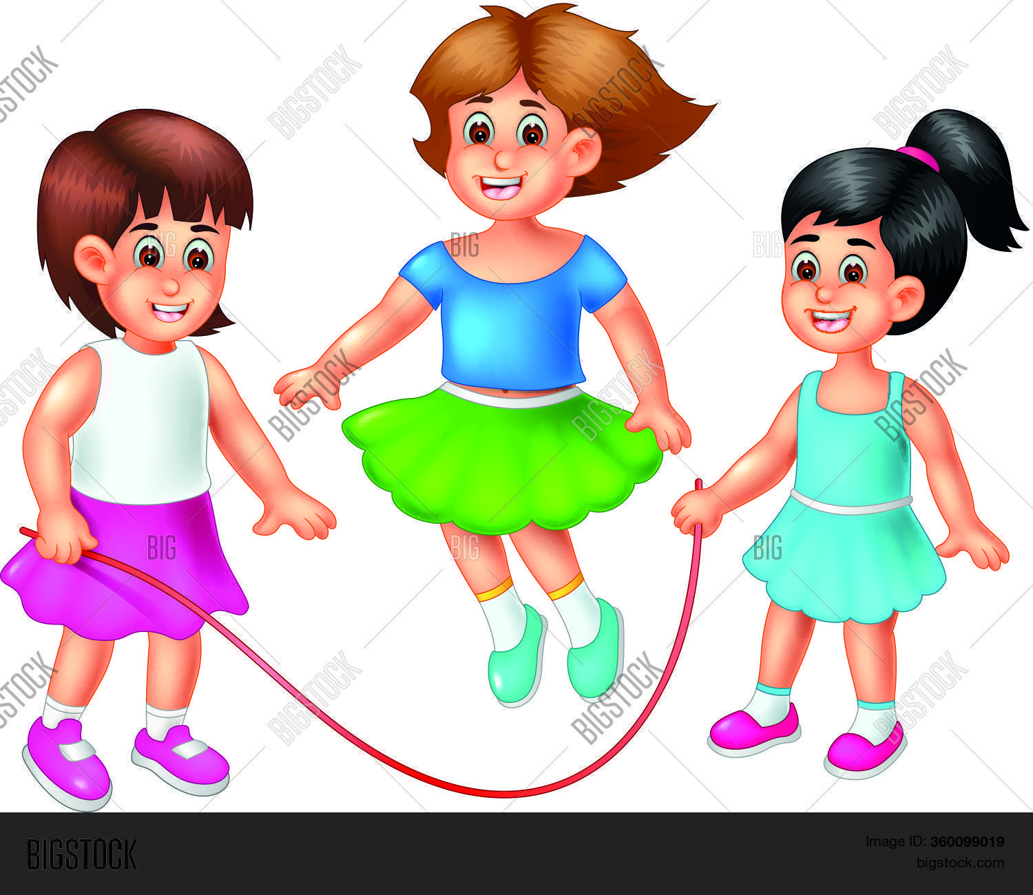 Happy Three Girls Vector & Photo (Free Trial) | Bigstock