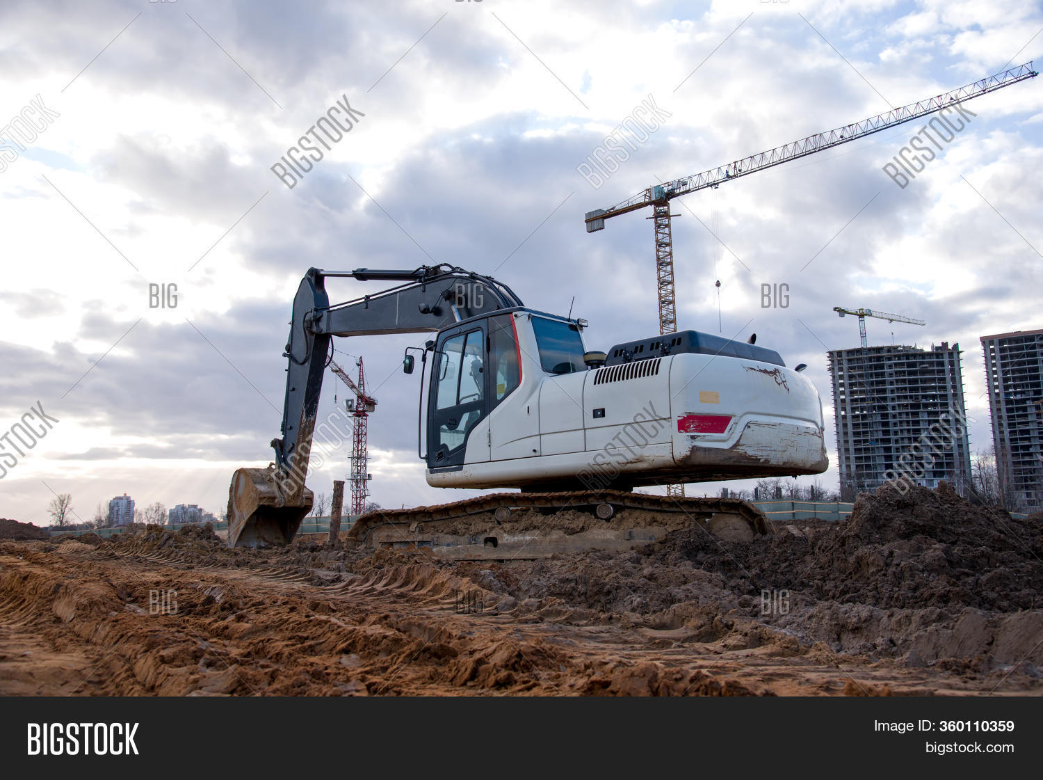Black White Excavator Image & Photo (Free Trial) | Bigstock
