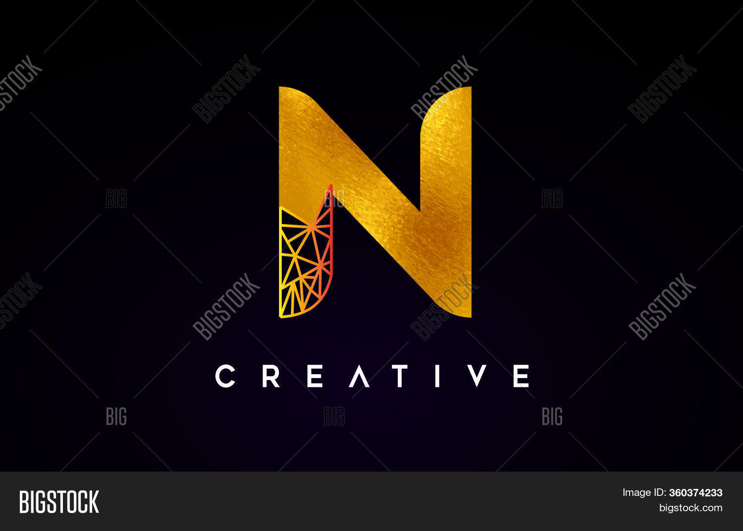 N Golden Gold Letter Vector & Photo (Free Trial) | Bigstock