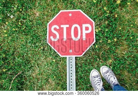 Feet Stop Sign On Image & Photo (Free Trial) | Bigstock