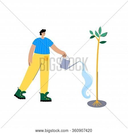 Happy Man Watering Vector & Photo (Free Trial) | Bigstock