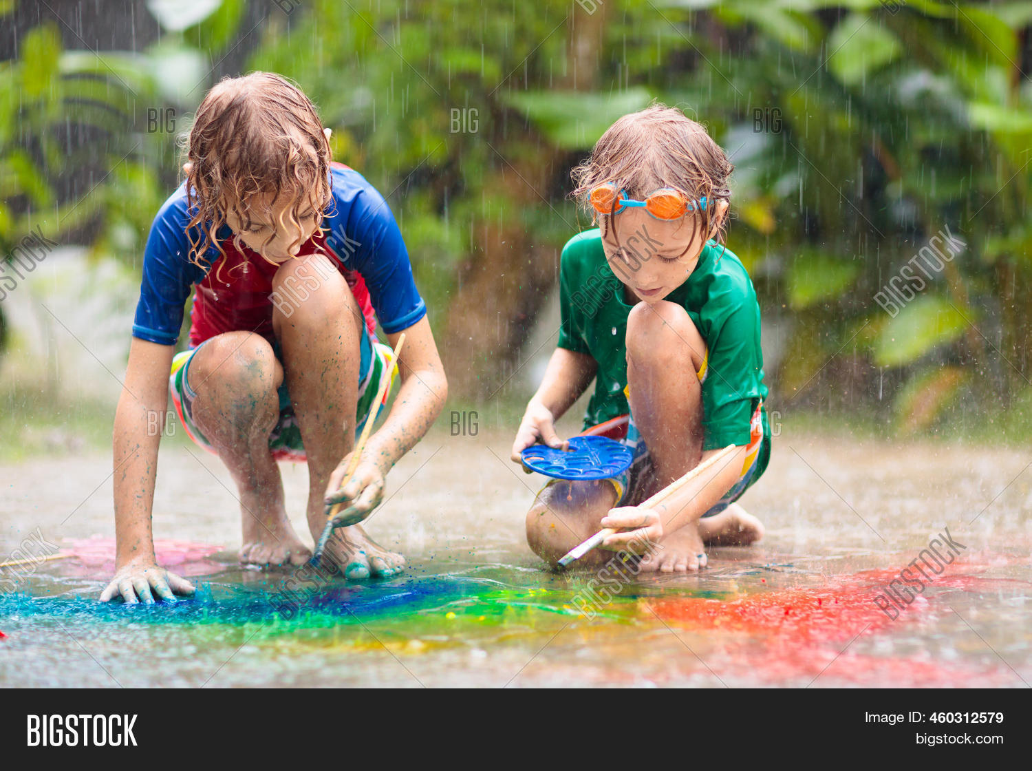 Kids Playing Rain. Image & Photo (Free Trial) | Bigstock