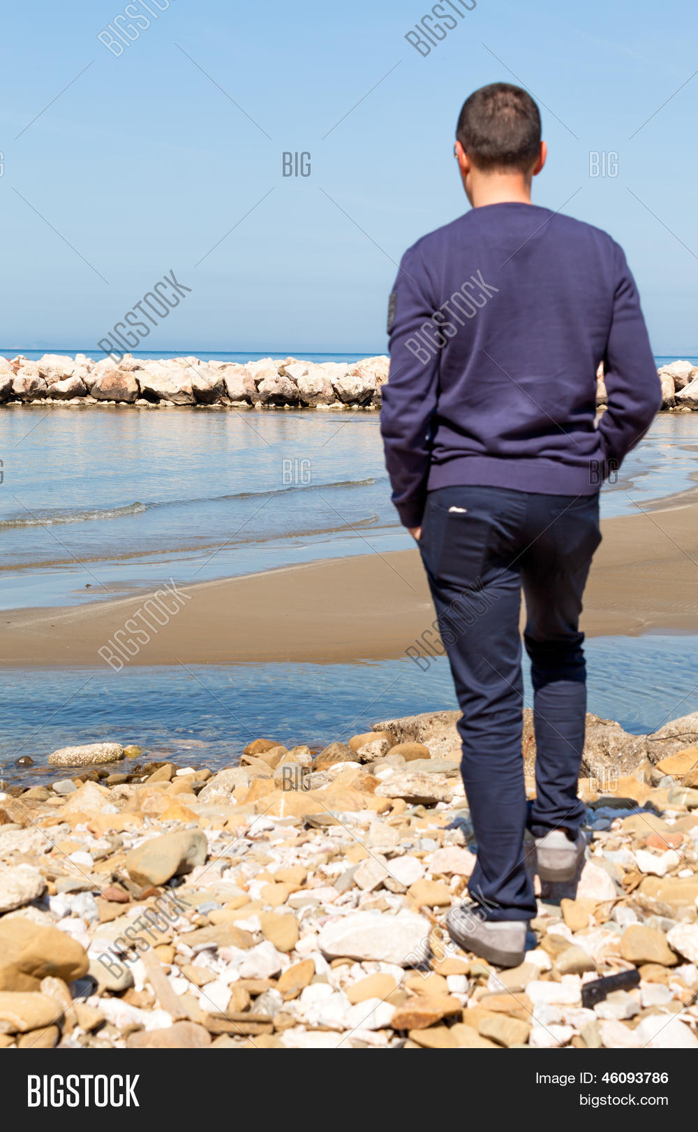 Man On Beach Watching Image & Photo (Free Trial) | Bigstock