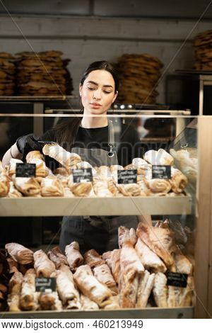 Beautiful Young Woman Working In A Bakery Shop, Bakery Owner At Work ...