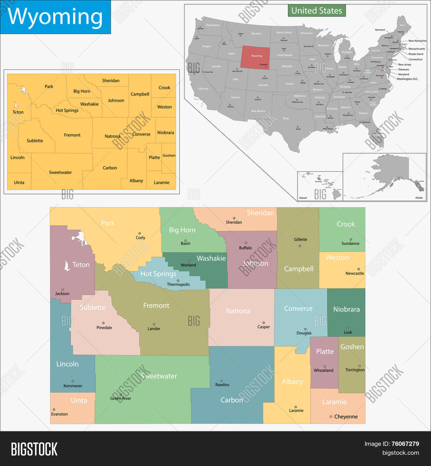 Map Wyoming State Vector & Photo (Free Trial) | Bigstock
