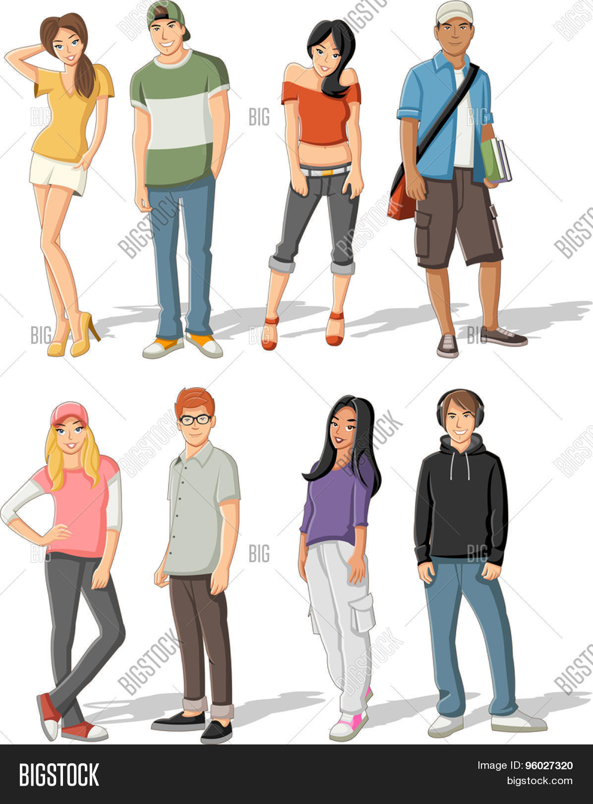 Group Fashion Cartoon Vector & Photo (Free Trial) | Bigstock