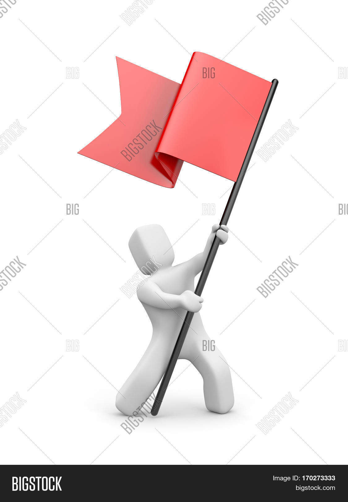 3d Man Waving Red Flag Image & Photo (Free Trial) | Bigstock