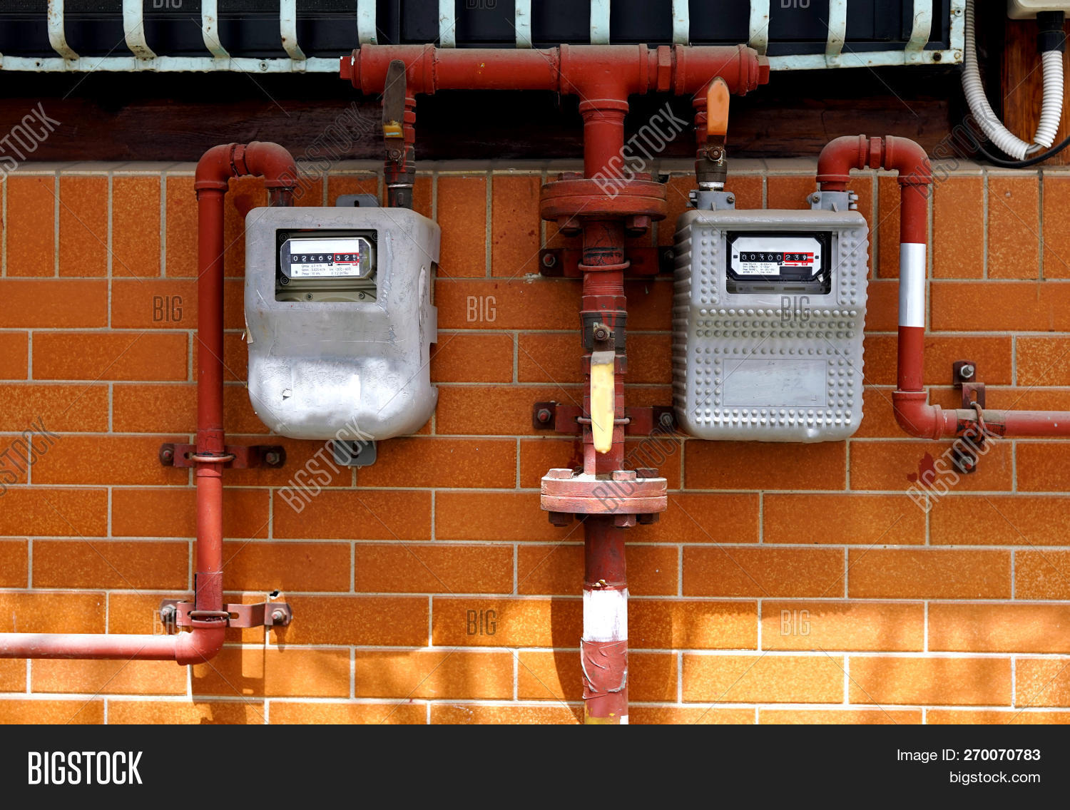 Two Gas Meters Pipes Image & Photo (Free Trial) | Bigstock
