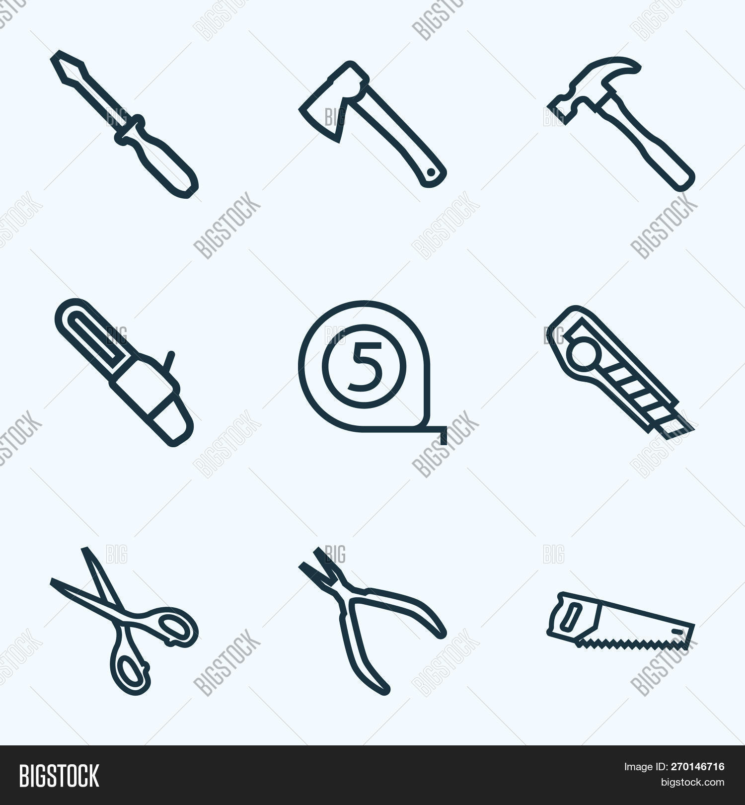 Handtools Icons Line Image & Photo (Free Trial) | Bigstock