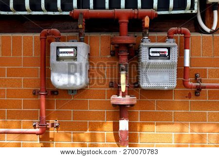 Two Gas Meters Pipes Image & Photo (Free Trial) | Bigstock