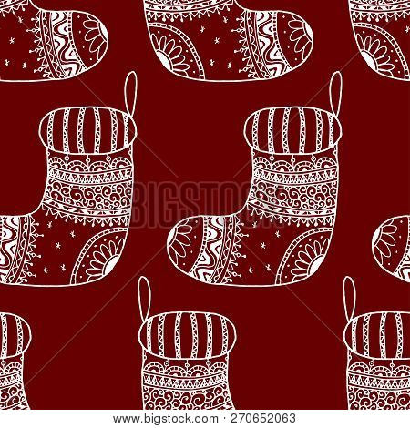 Vector seamless pattern of Christmas decorative symbol - sock ...
