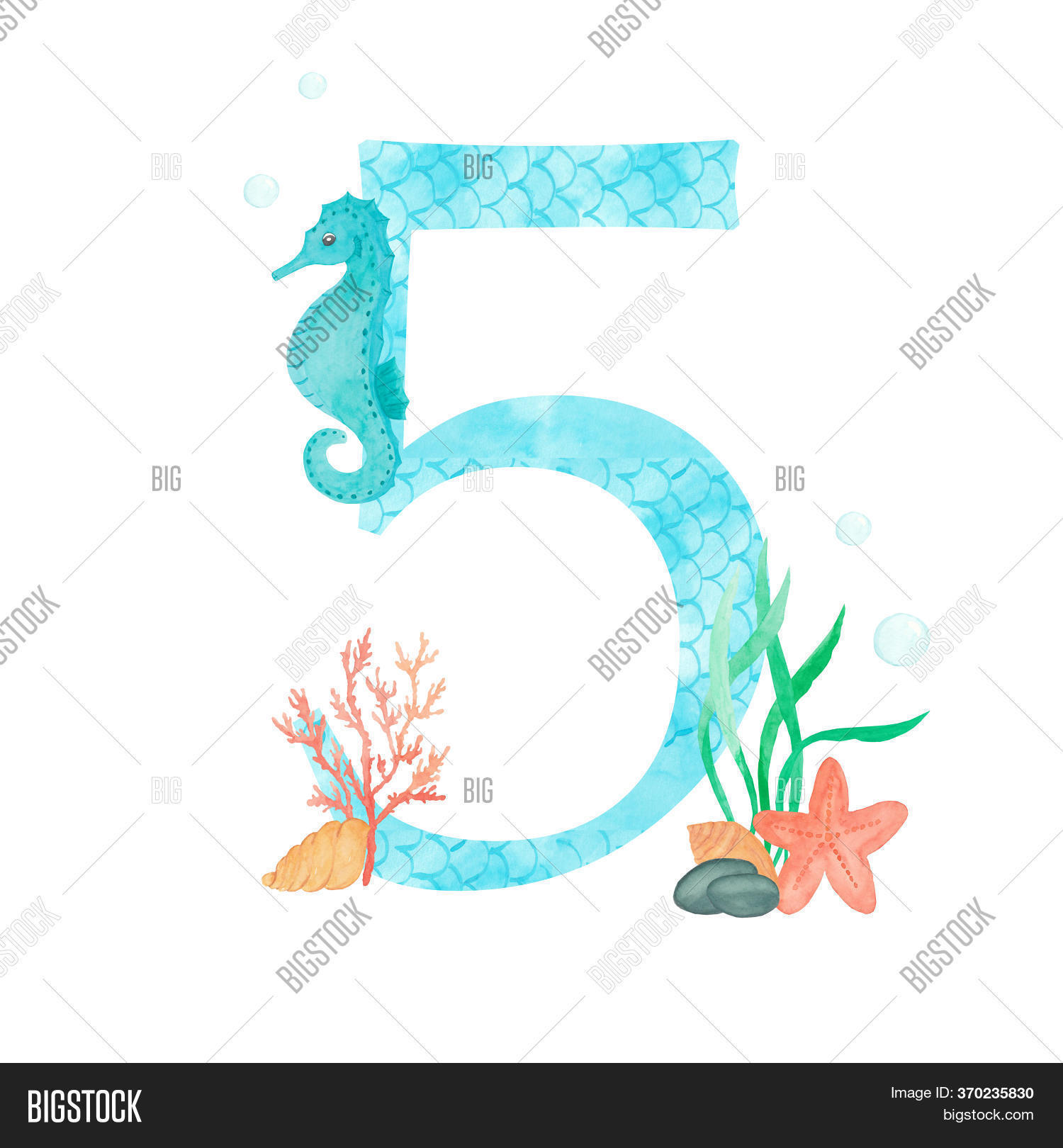 Watercolor Number 5. Image & Photo (Free Trial) | Bigstock