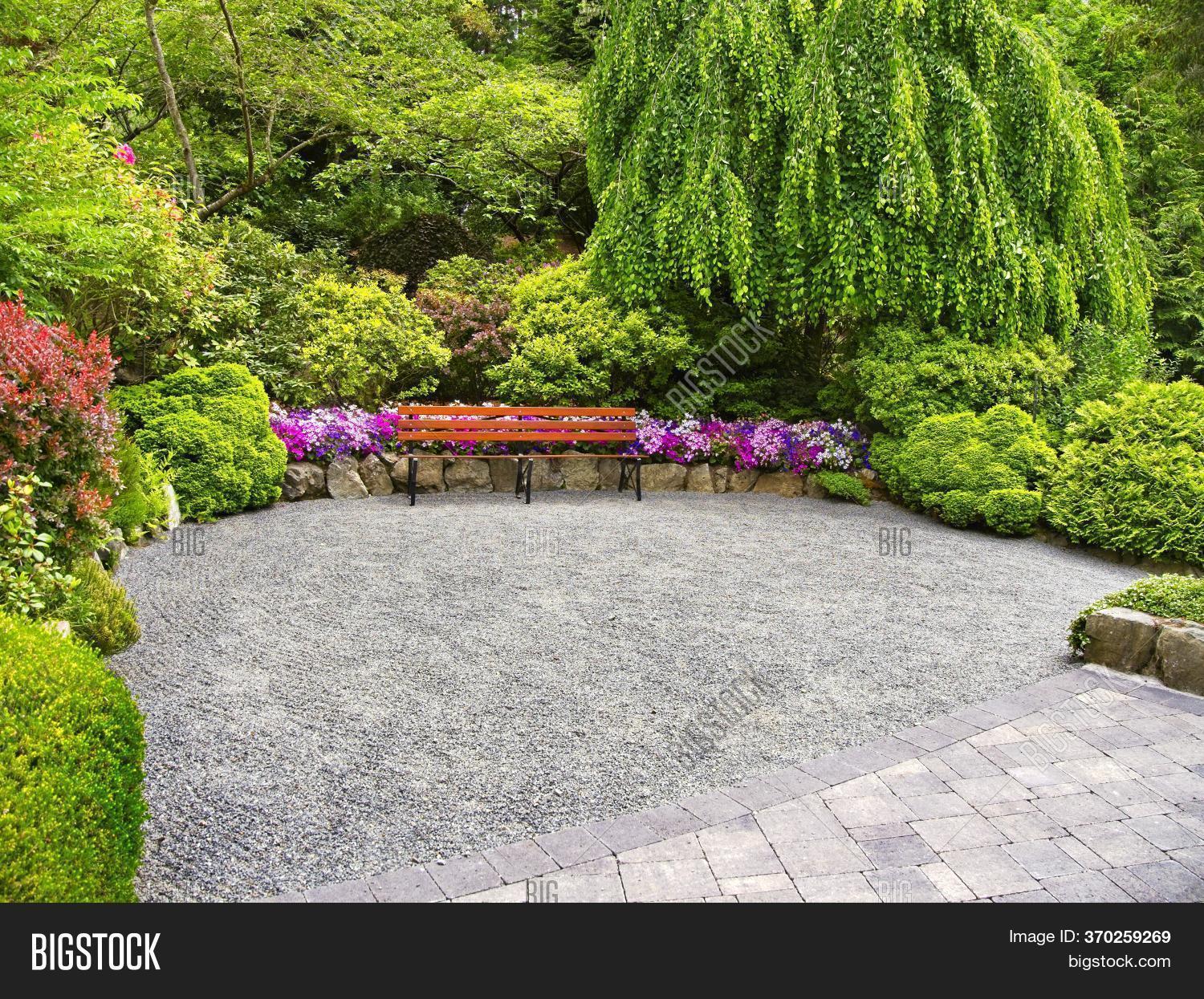 Bench Paved Walkway Image & Photo (Free Trial) | Bigstock
