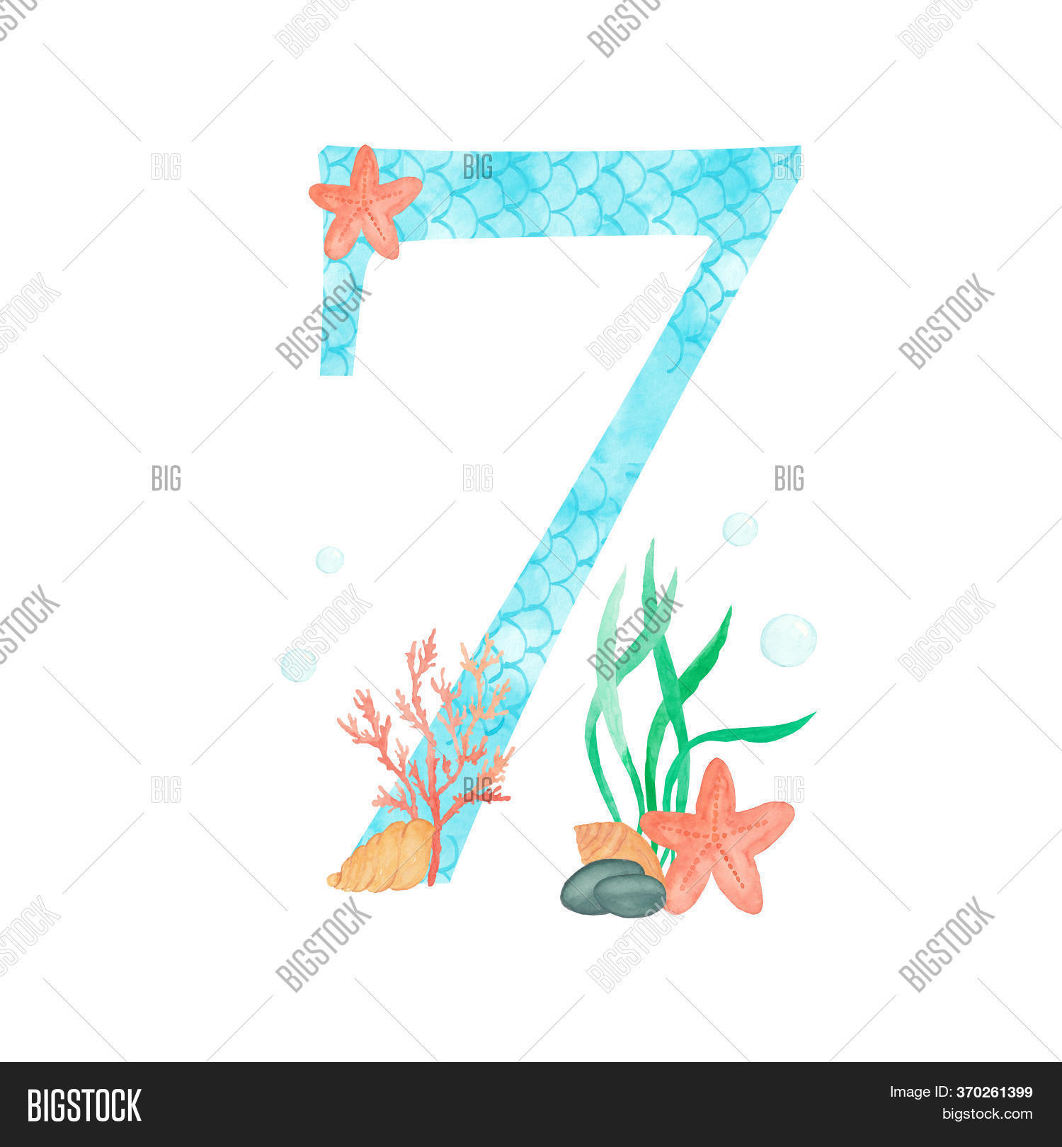 Watercolor Number 7. Image & Photo (Free Trial) | Bigstock