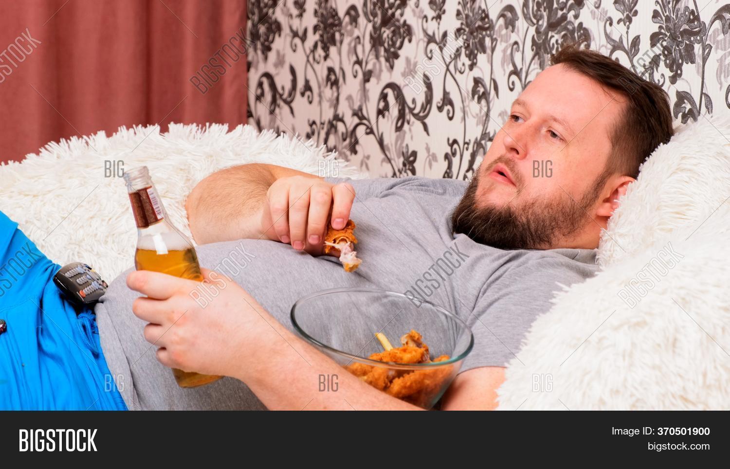 Fat Man Drinks Beer Image & Photo (Free Trial) | Bigstock