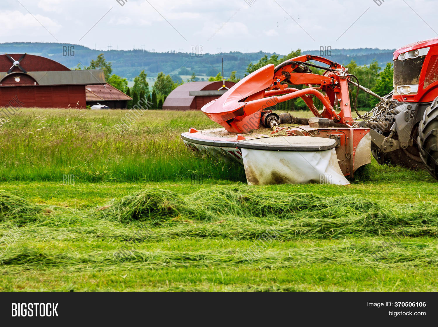 Big Red Tractor Mows Image & Photo (Free Trial) | Bigstock