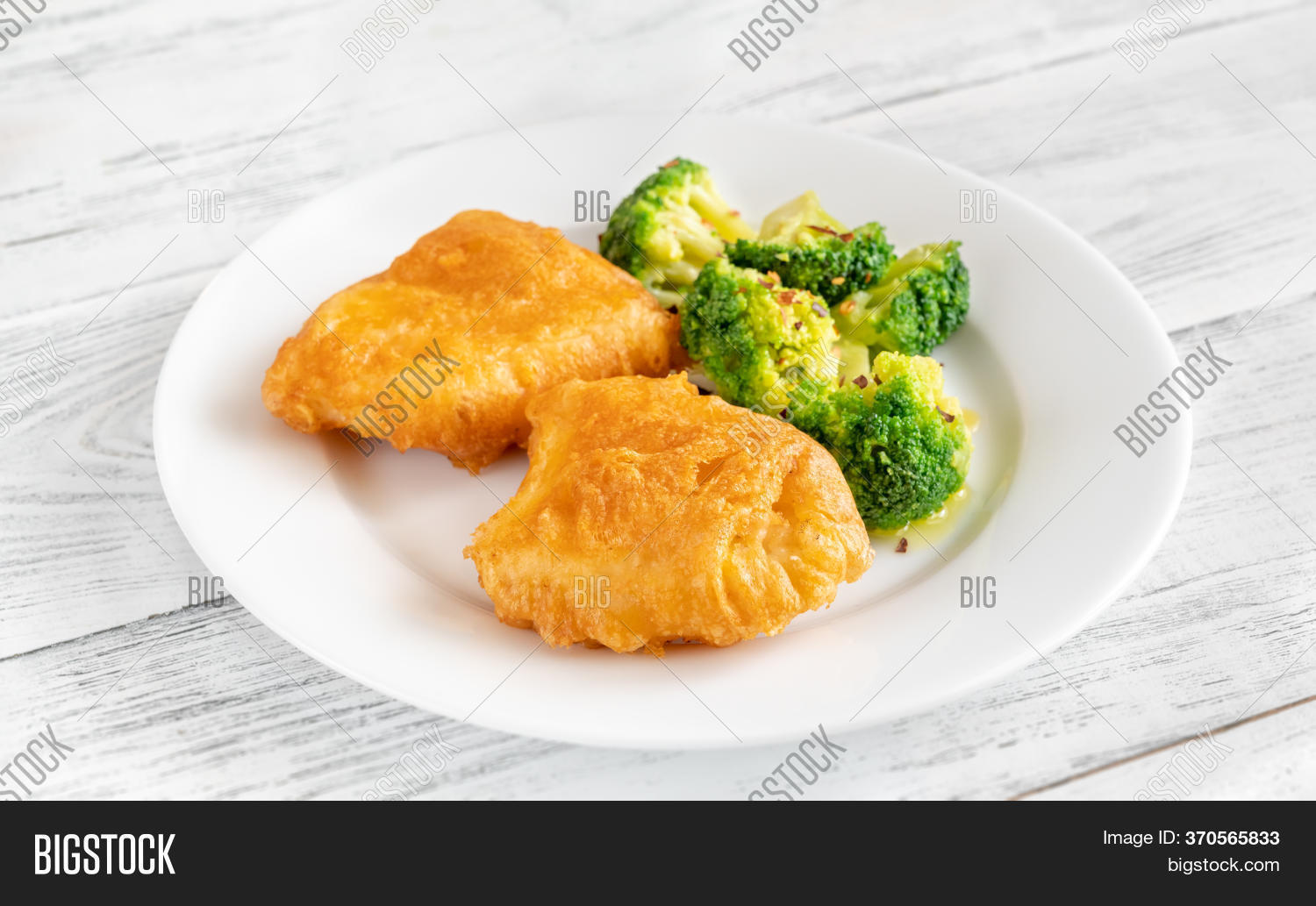 Battered Fish Broccoli Image & Photo (Free Trial) | Bigstock