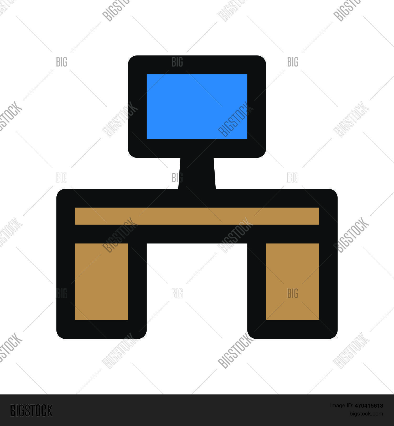 Work Table Icon Line Vector & Photo (Free Trial) | Bigstock