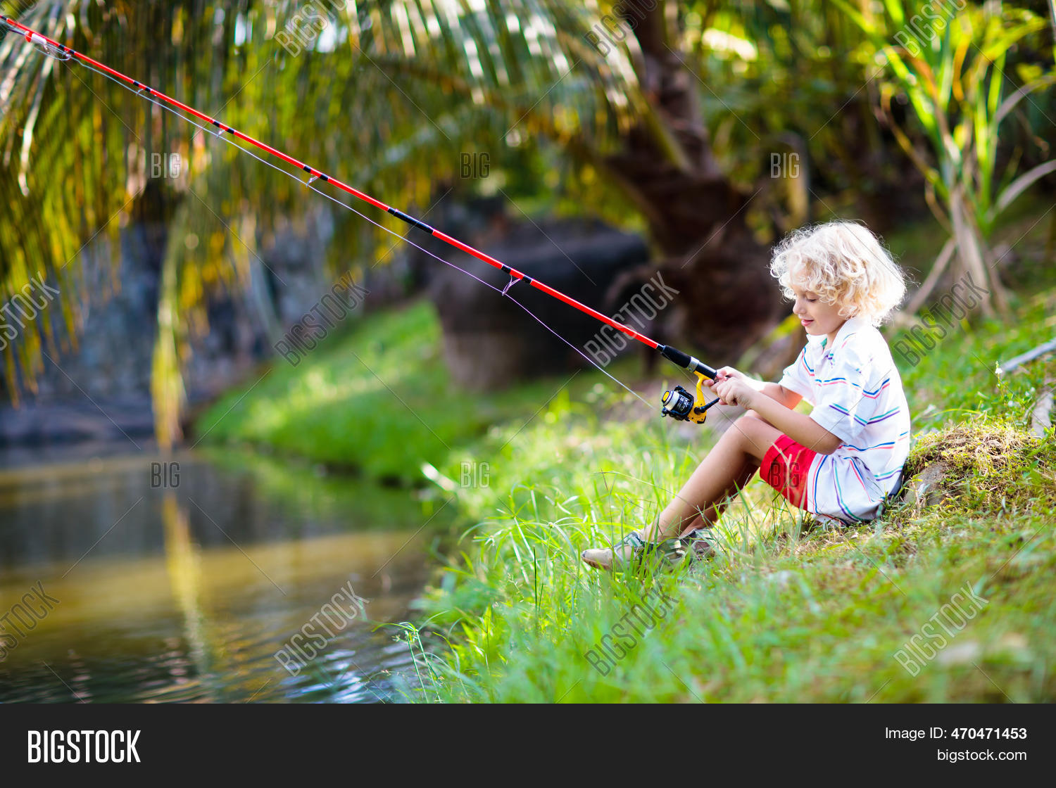 Boy Fishing. Child Red Image & Photo (Free Trial) | Bigstock