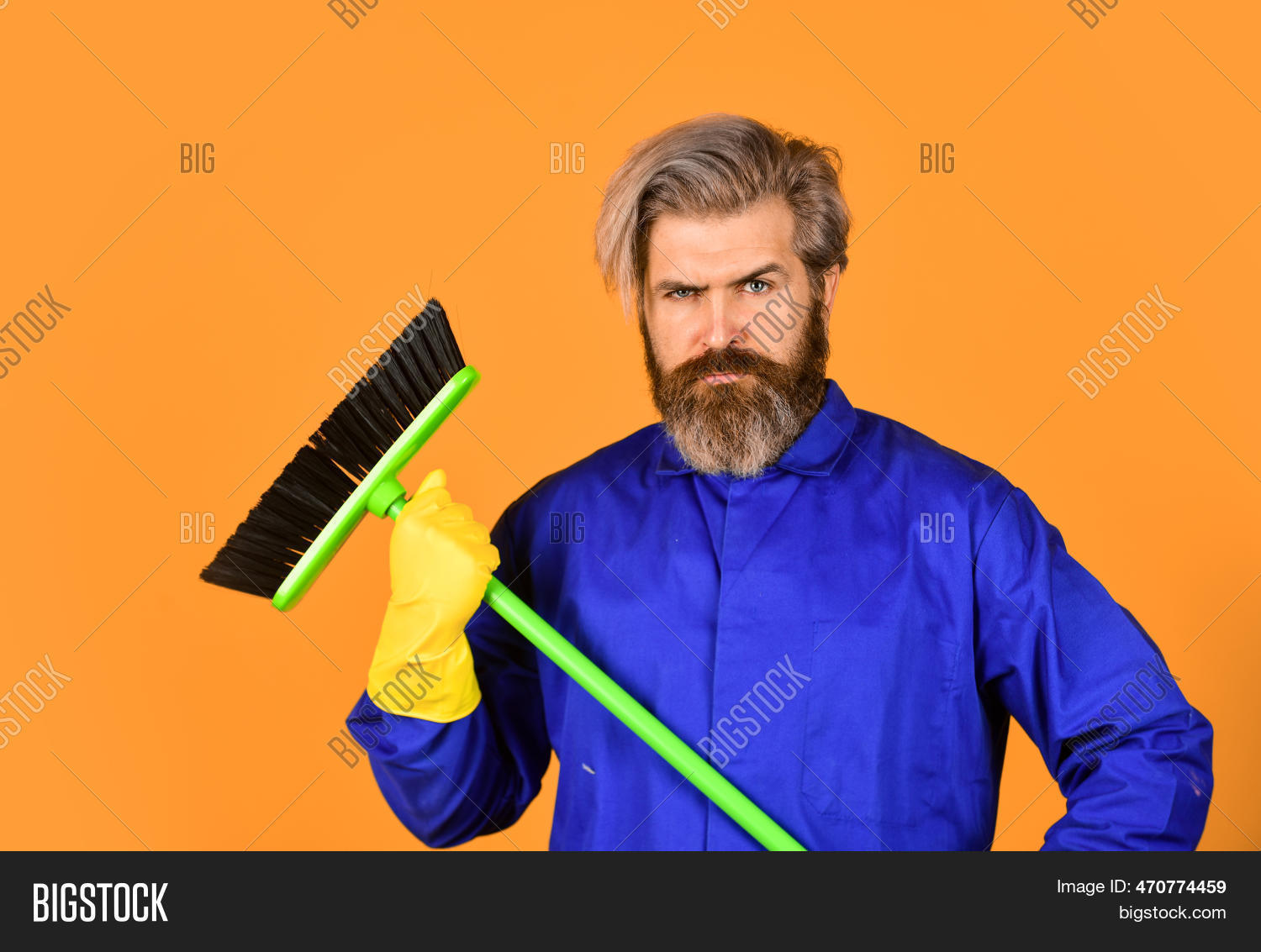 Janitor Man Sweeping. Image & Photo (Free Trial) | Bigstock