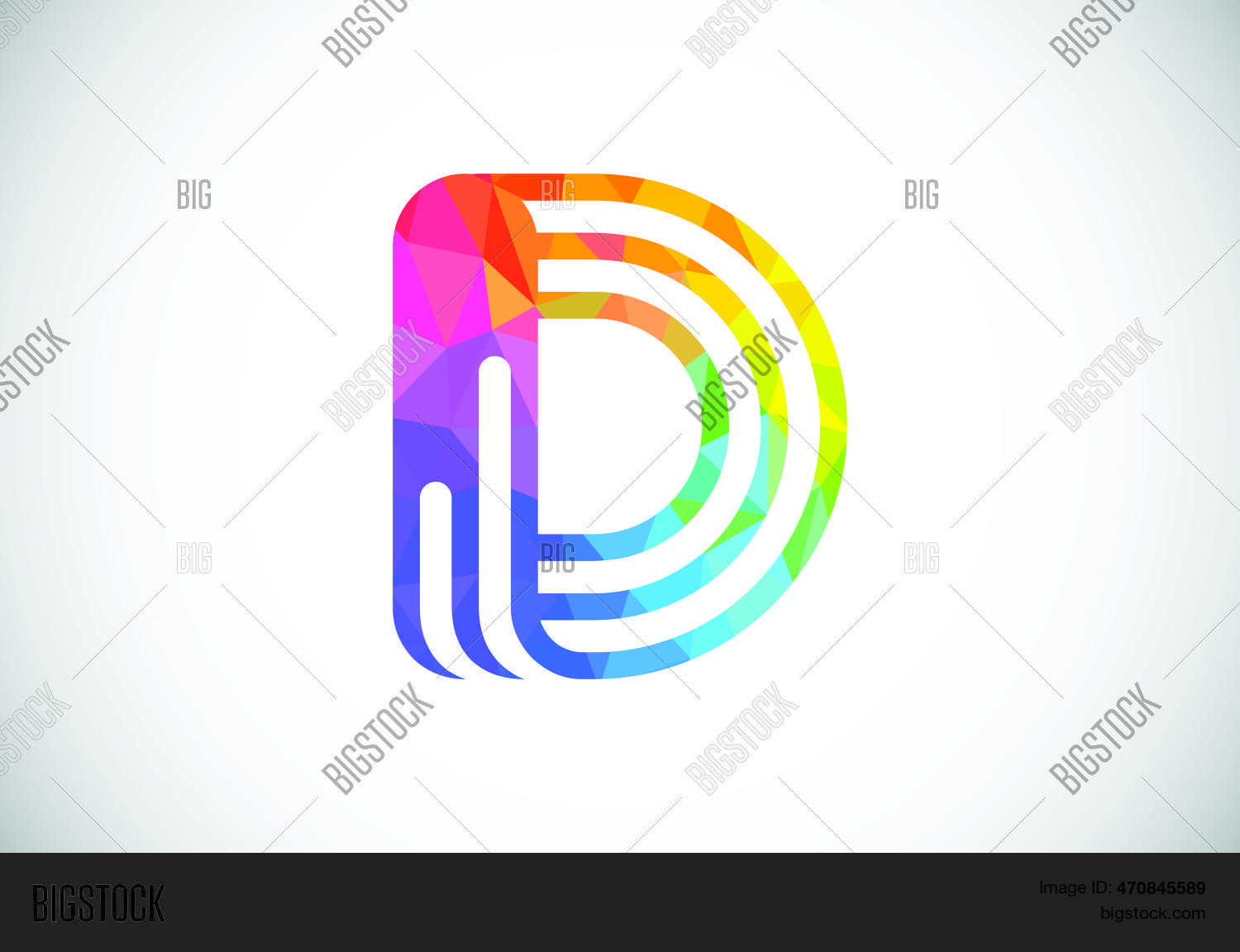 Initial Low Poly D Vector & Photo (Free Trial) | Bigstock