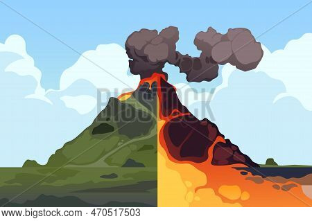 Volcano Cross Section Vector & Photo (Free Trial) | Bigstock