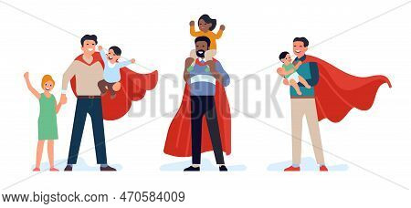 Super Dads Their Kids Vector & Photo (Free Trial) | Bigstock