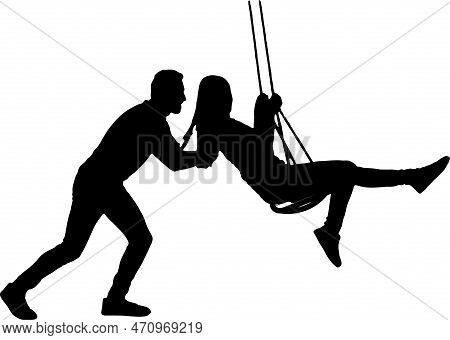 Man Pushing Girl On Vector & Photo (Free Trial) | Bigstock