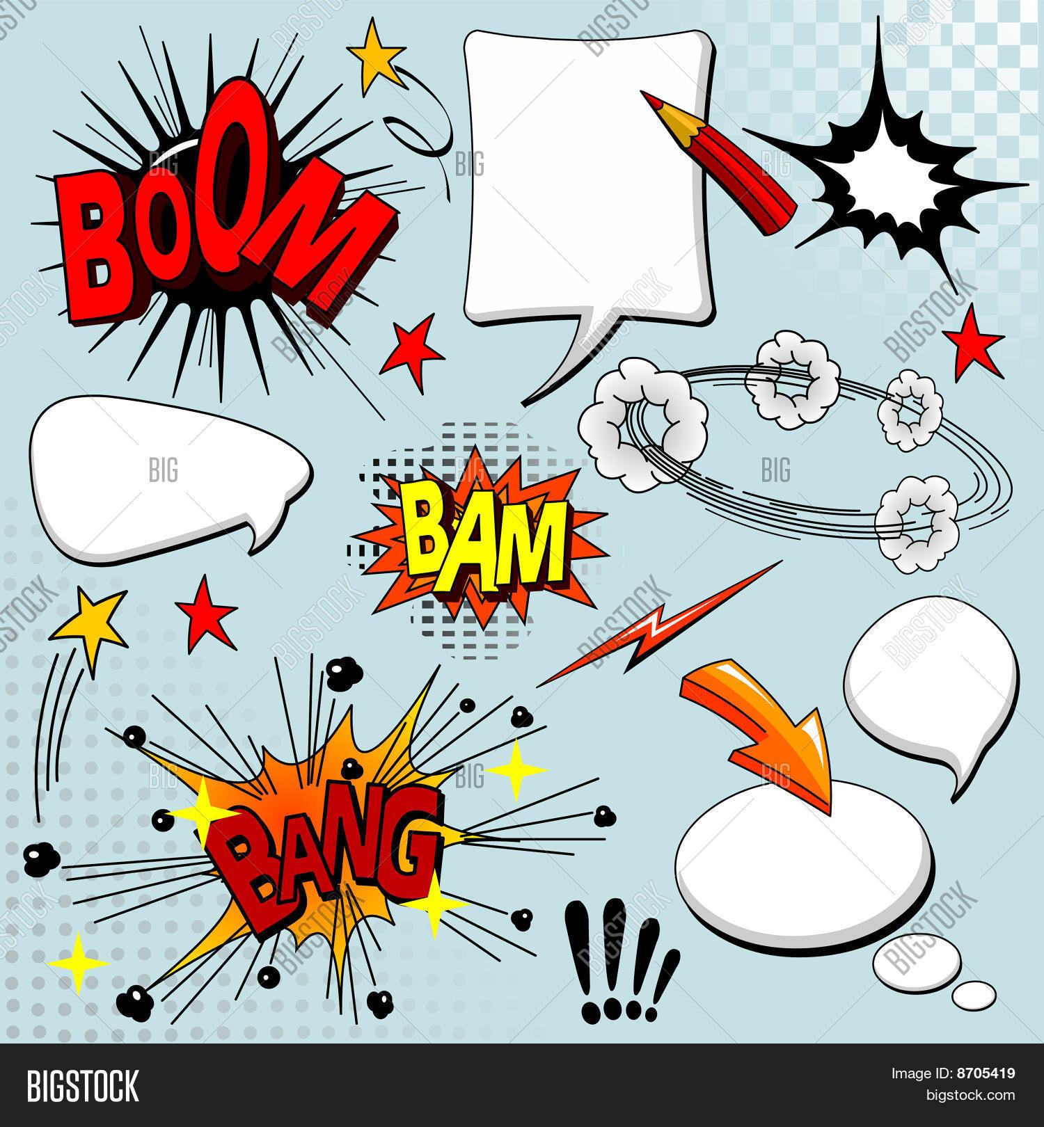 Set Comic Elements Vector & Photo (Free Trial) | Bigstock