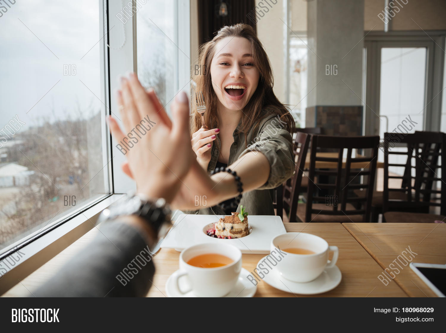 Happy Woman Giving Image & Photo (Free Trial) | Bigstock