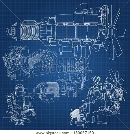 Big Diesel Engine Vector & Photo (Free Trial) | Bigstock