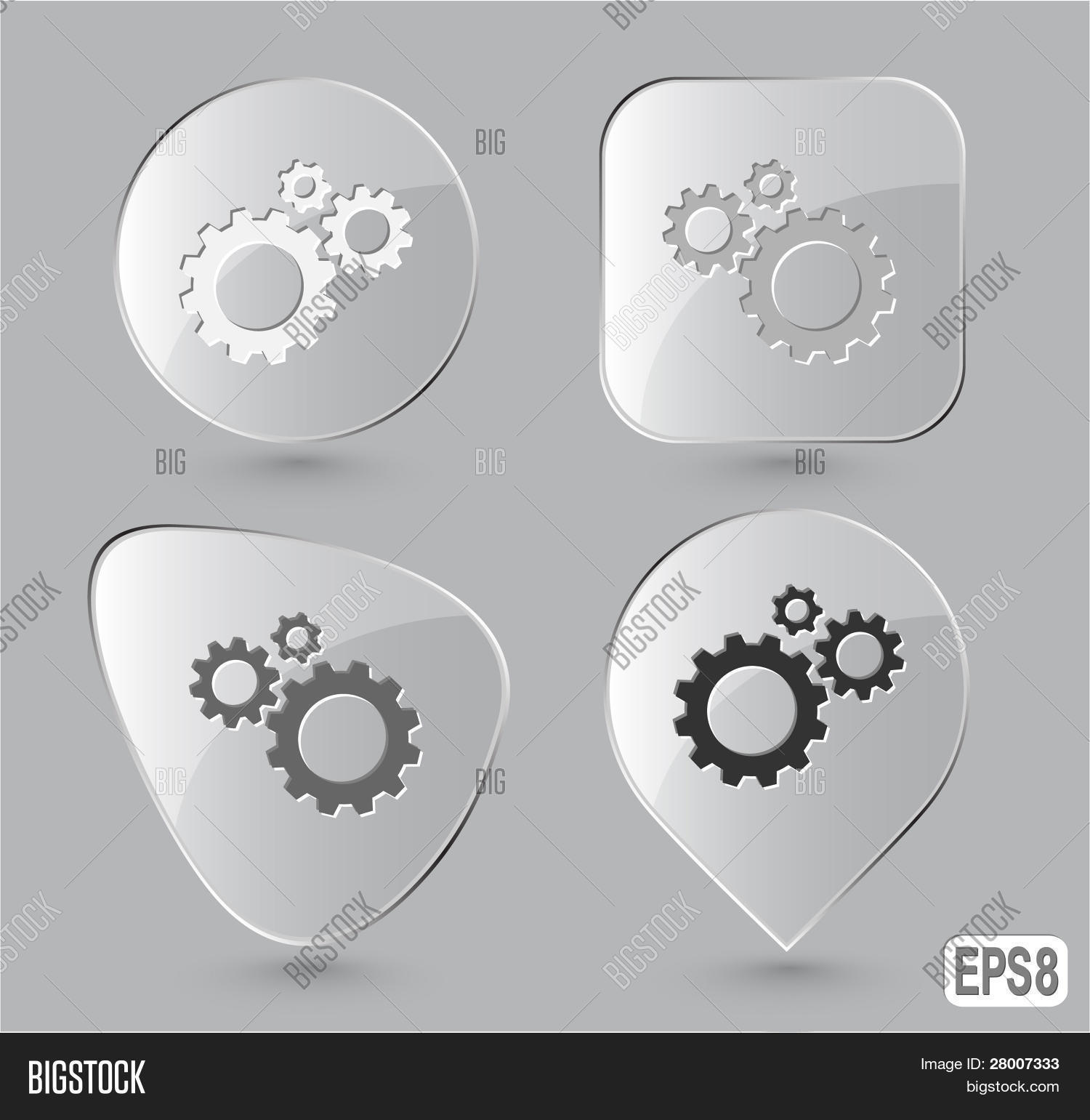Gears. Glass Buttons Vector & Photo (Free Trial) | Bigstock